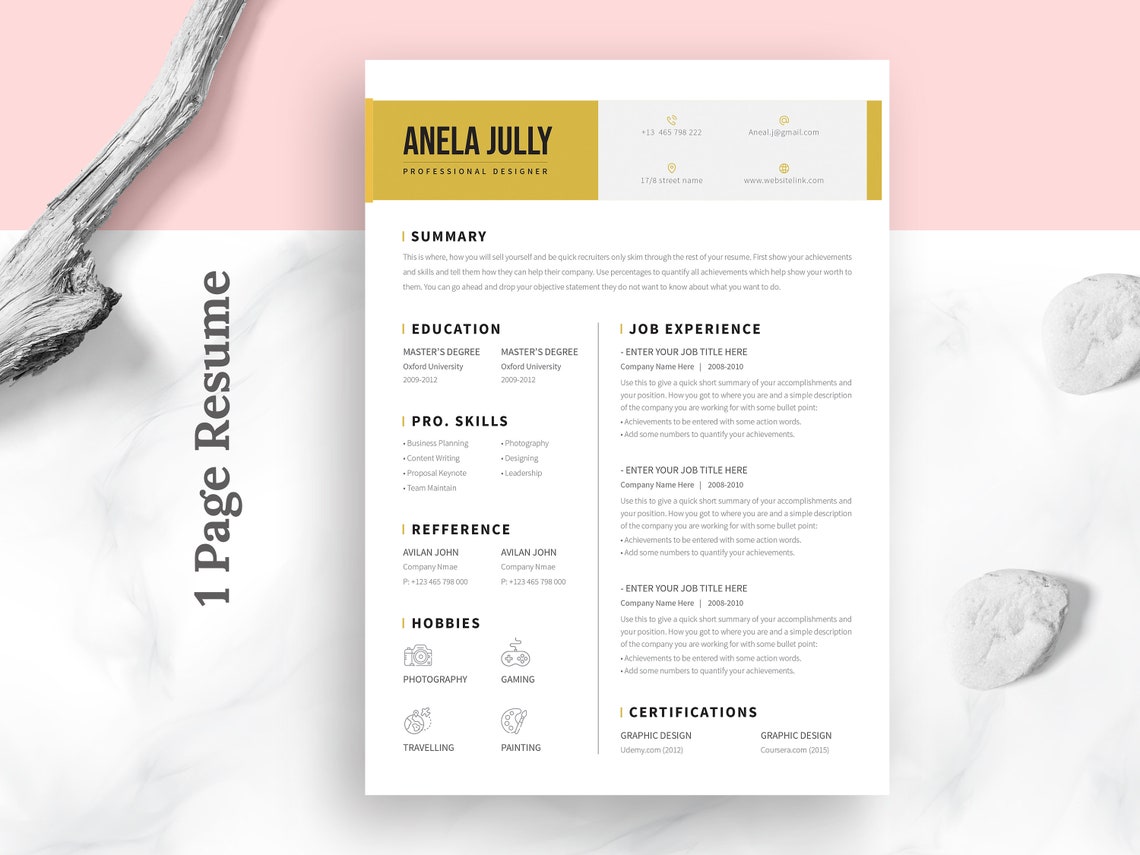 Resume Template for MS Word Professional CV Template - Etsy