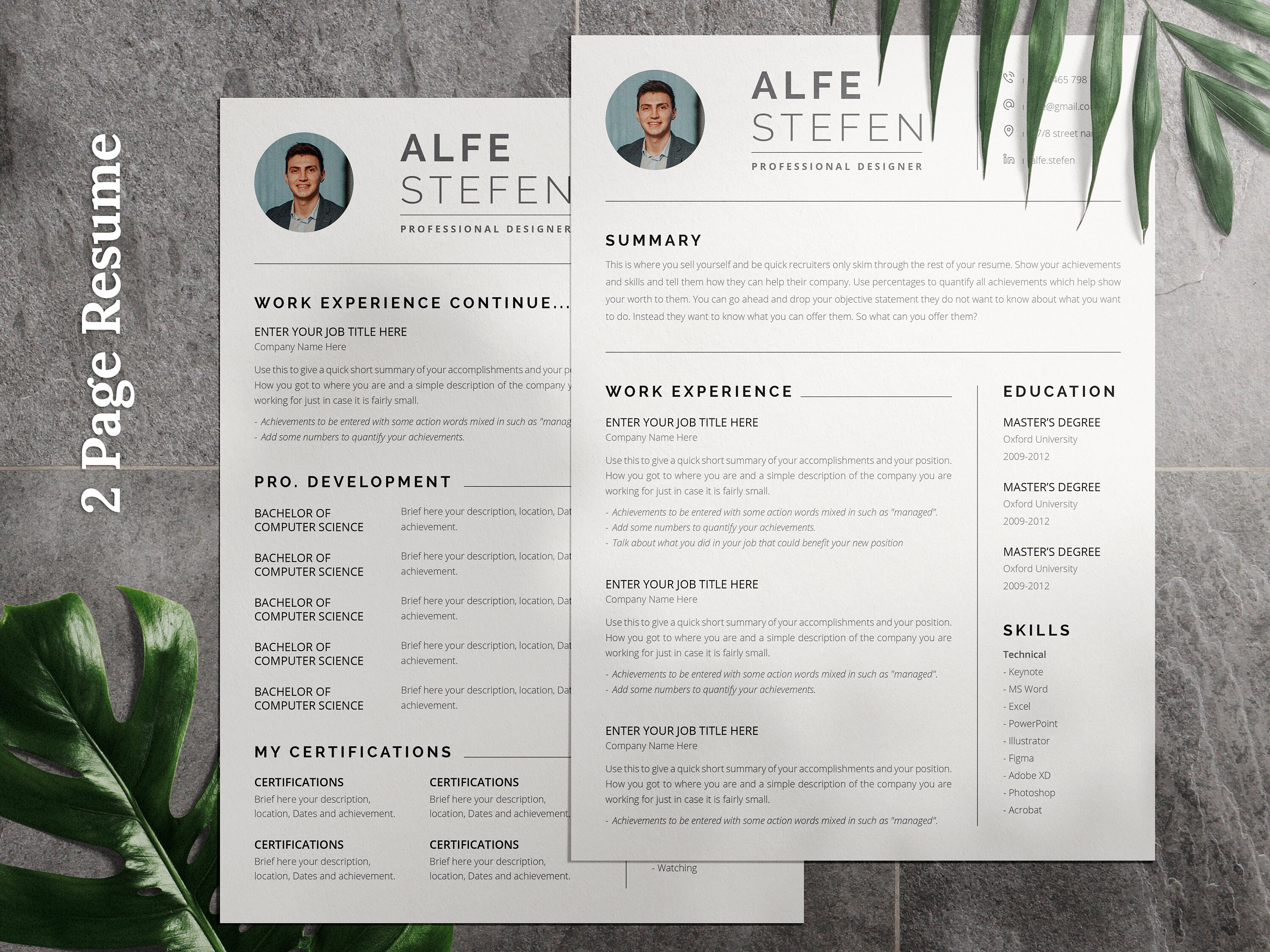 Resume Template for MS Word Professional CV Template With - Etsy