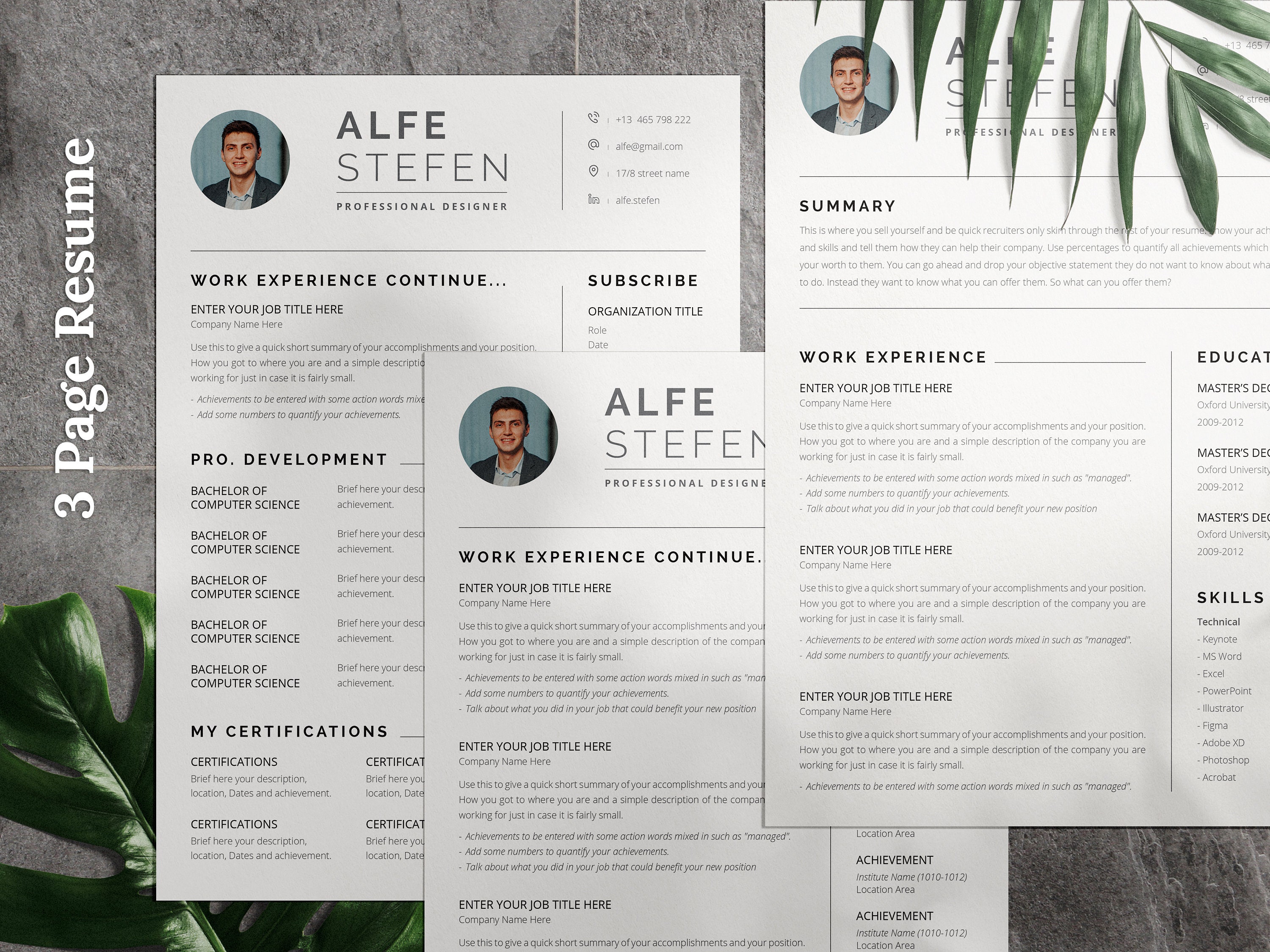 Resume Template for MS Word Professional CV Template With - Etsy