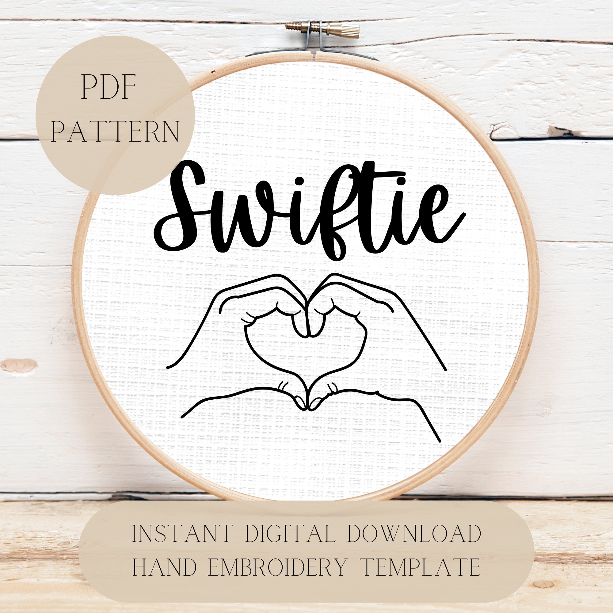 Embroidery PDF Pattern | Instant Download | Swiftie Heart Hands ...