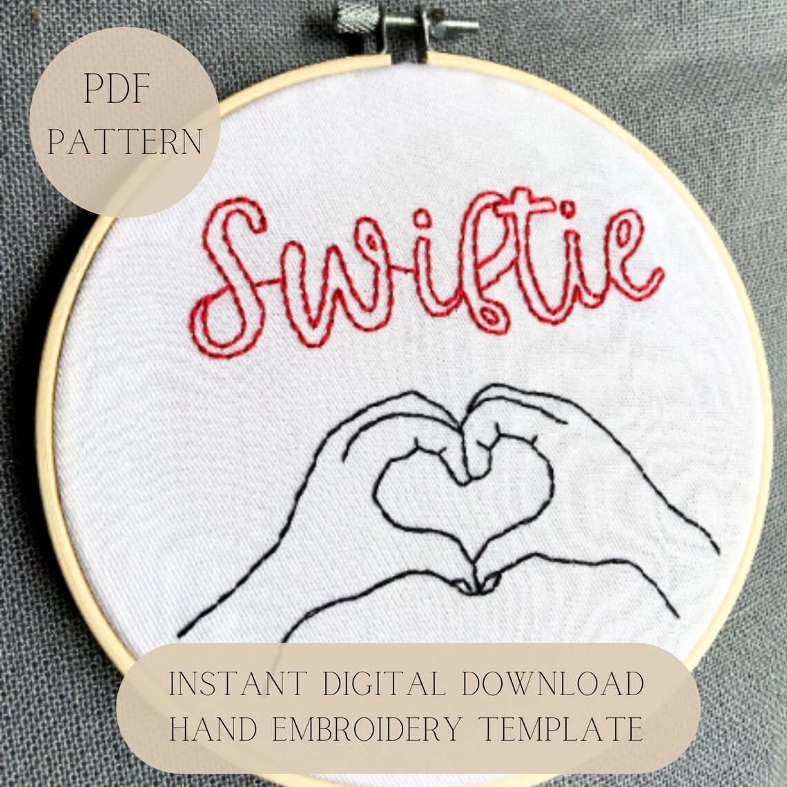 Embroidery PDF Pattern | Instant Download | Swiftie Heart Hands ...
