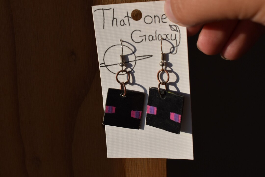 Enderman Minecraft Earrings Reused Cd Gamer Gift Cosplay