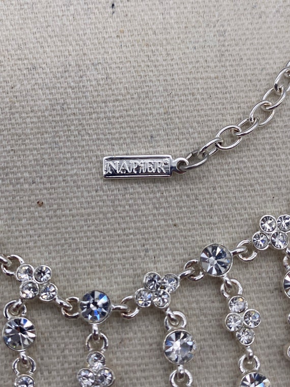 Napier Necklace Silver Tone Rhinestone Drop Waterfall… - Gem