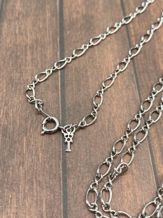 Trifari Silver Tone Extra Long Chain Necklace 54" - Gem