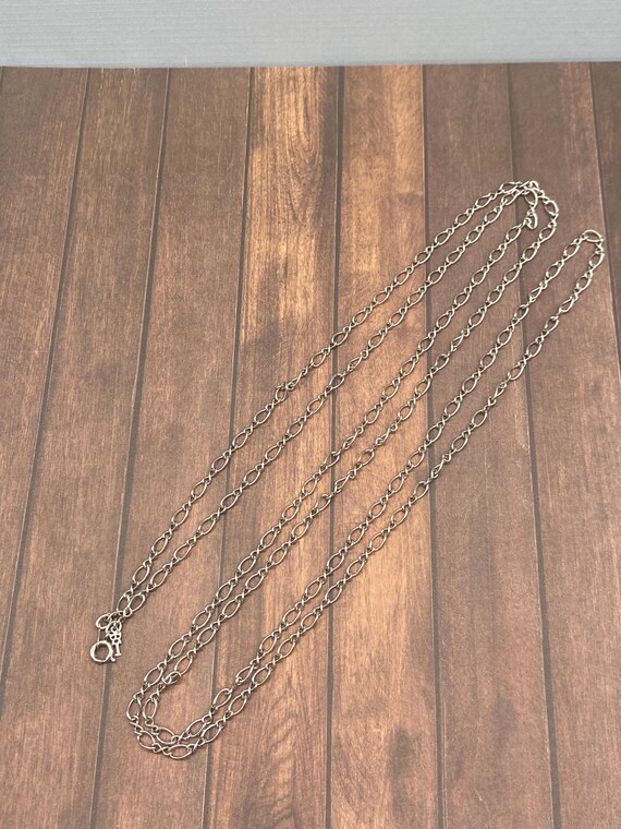 Trifari Silver Tone Extra Long Chain Necklace 54" - Gem