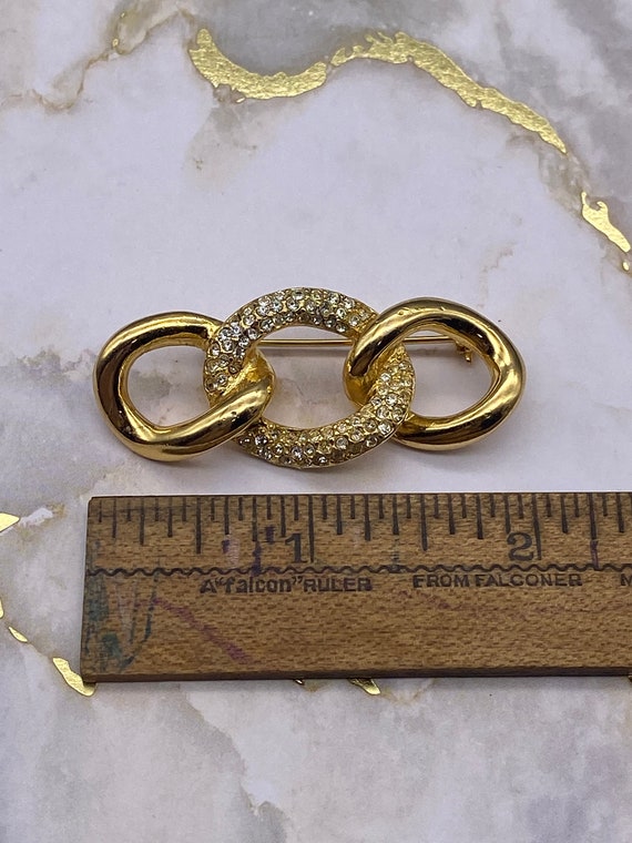 Christian Dior Brooch Pin Gold Tone And Rhinestone Br… - Gem