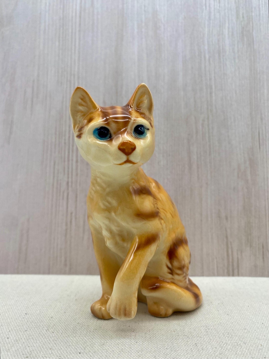Cat Figurine Orange Striped Tabby Cat Shafford Japan - Etsy