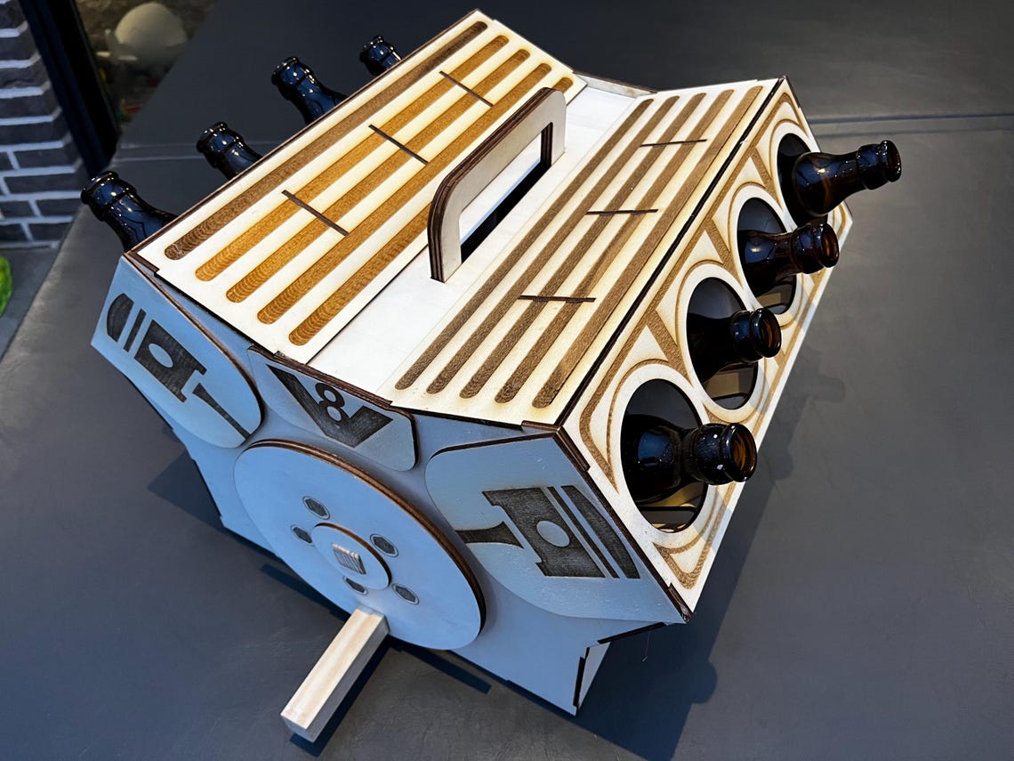 Beer Engine, Beer V8, Beer Carrier, Beer Caddy, Laser Cut File DXF, SVG ...