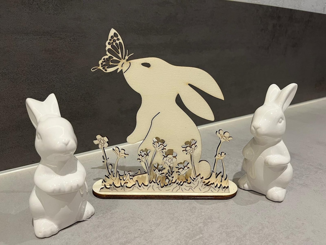 Osterdeko "Hase im Blumenfeld" Lasercut Vorlage DXF, SVG, Lightburn ...