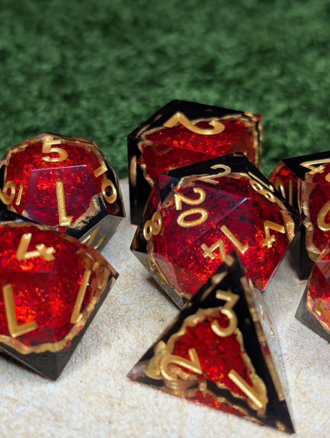 Red and Gold Geode Style Dice: Set of 7 Polyhedral Dice - Etsy