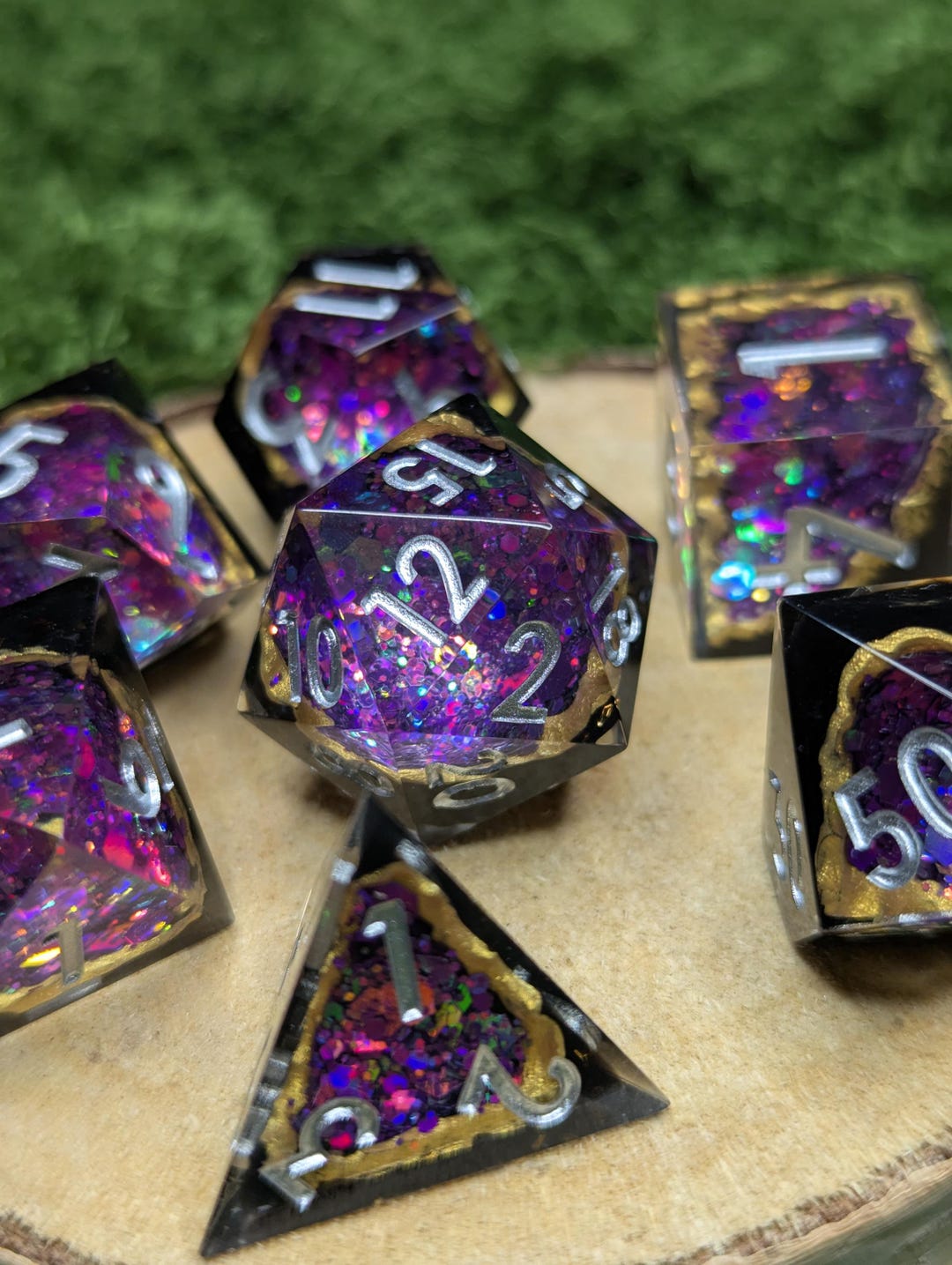 Purple and Gold Geode Dice: Set of 7 Polyhedral Dice - Etsy