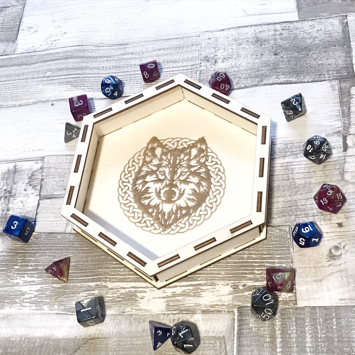 Wolf Dice Tray Engraved Wooden Dice Tray With Celtic Wolf - Etsy UK