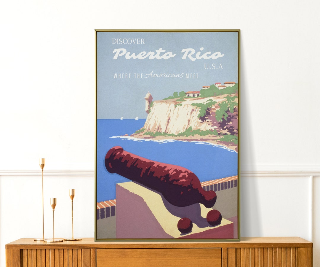 Puerto Rico Travel Poster Retro Island Beach Vintage Art Cities Wall ...