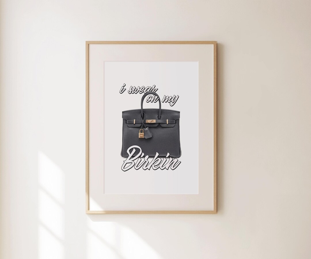 Birkin Print, Black Wall Art, Birkin Bag Retro Girly Wall Art, Trendy ...