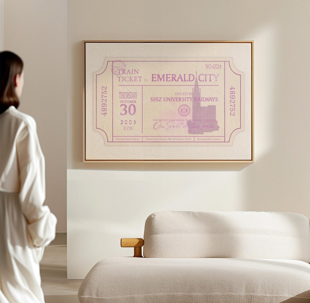 Wicked Poster, Emerald City Train Ticket Wicked Print, Wicked Wall Art ...
