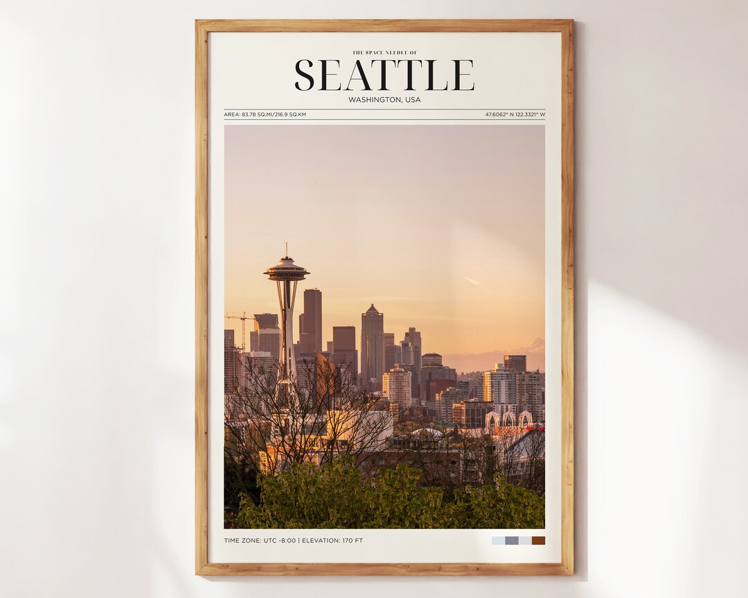 Travel Poster, Seattle Poster, Washington Wall Art for Living Room ...