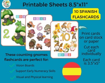 Spanish Number Flash Cards - Etsy