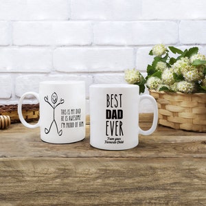 Dad Mug Personalized Stickman Mug for Daddy Birthday Gift Fathers Day ...