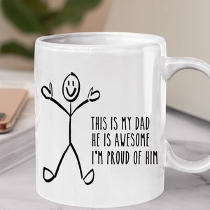 Dad Mug Personalized Stickman Mug for Daddy Birthday Gift Fathers Day ...
