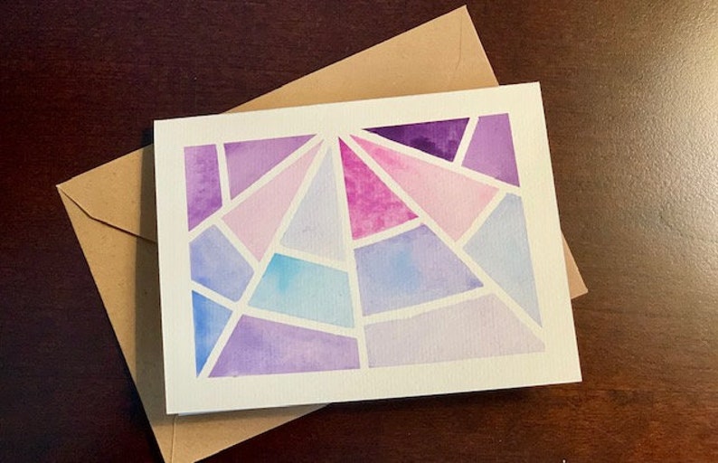 Handpainted Watercolor Mosaic Stained Glass Card Set - Etsy