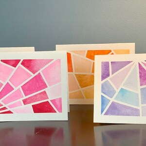 Handpainted Watercolor Mosaic Stained Glass Card Set - Etsy