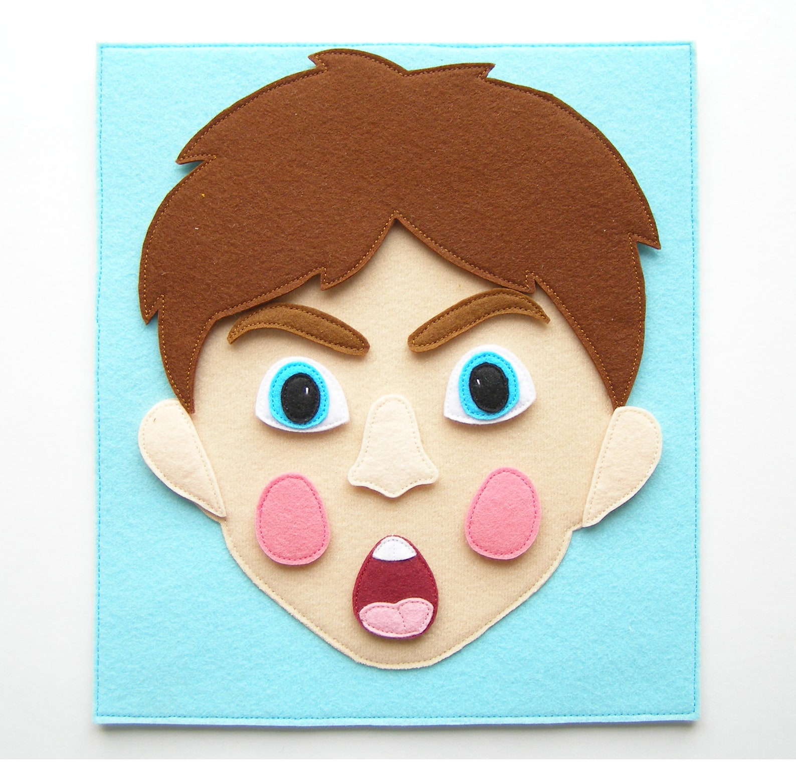 Make a face Felt toy Felt Emotions play mat | Etsy