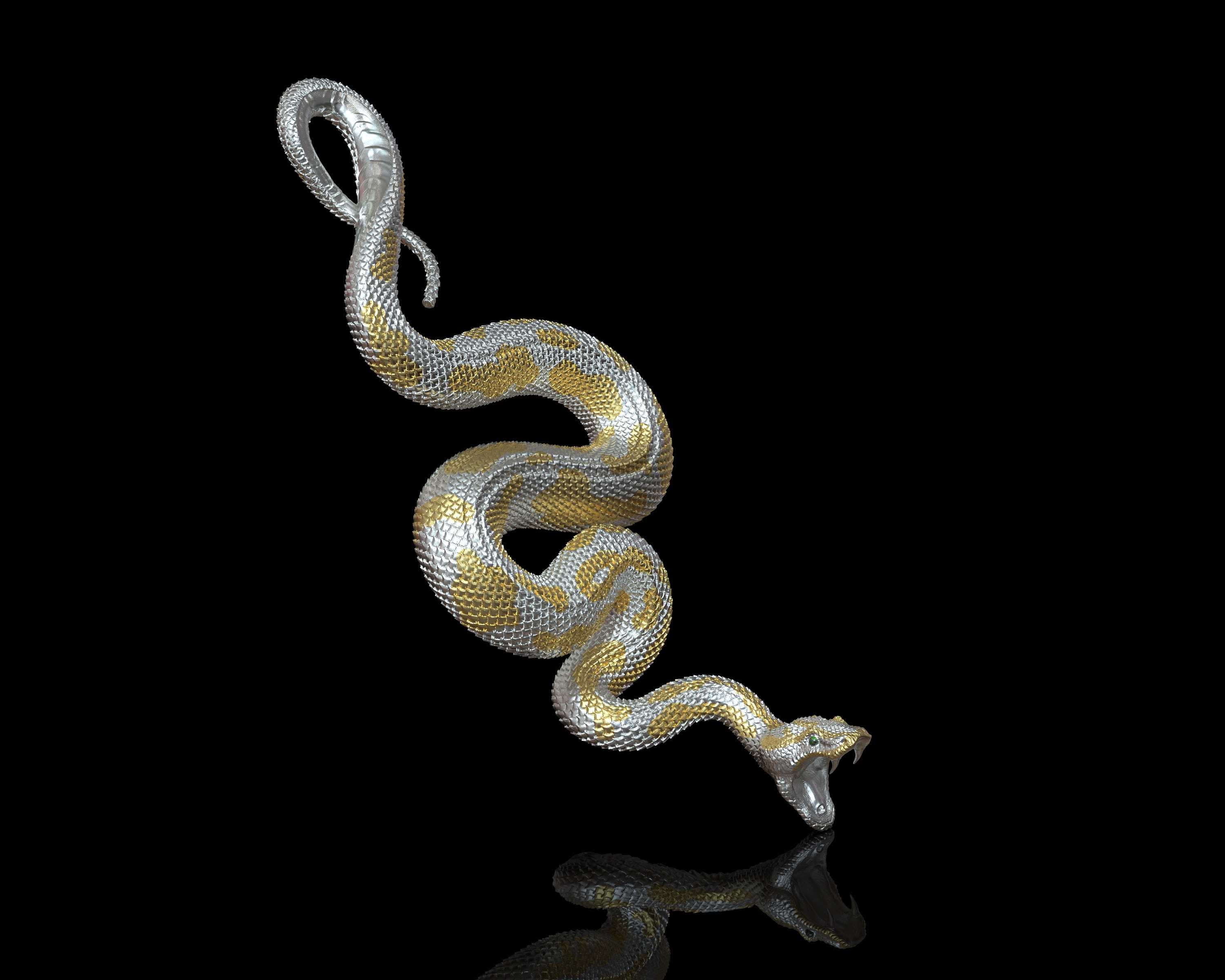 Snake Pendant // Python Pendant // Silver Snake Brooch // Reptile ...