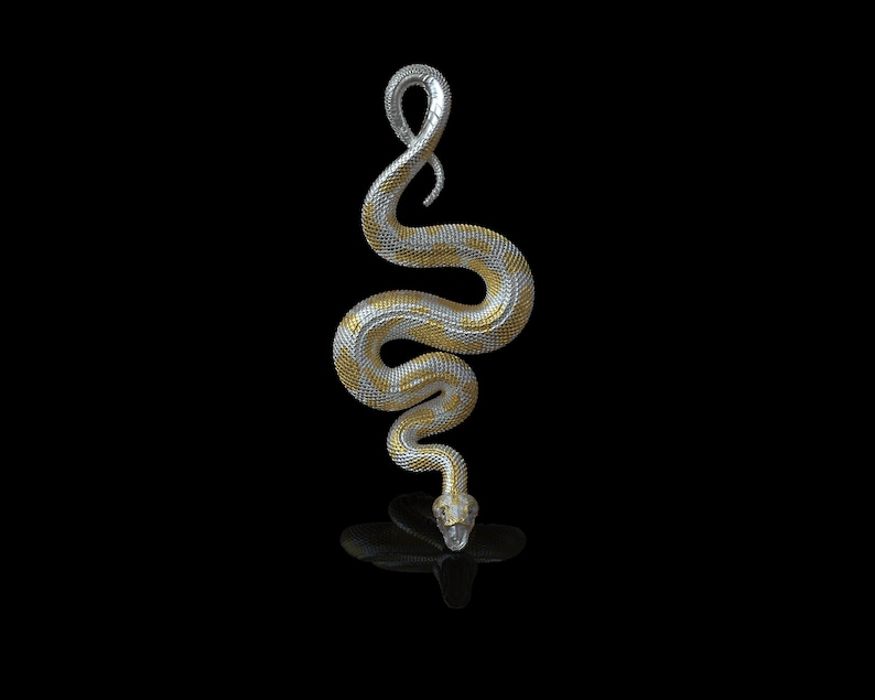 Snake Pendant // Python Pendant // Silver Snake Brooch // Reptile ...