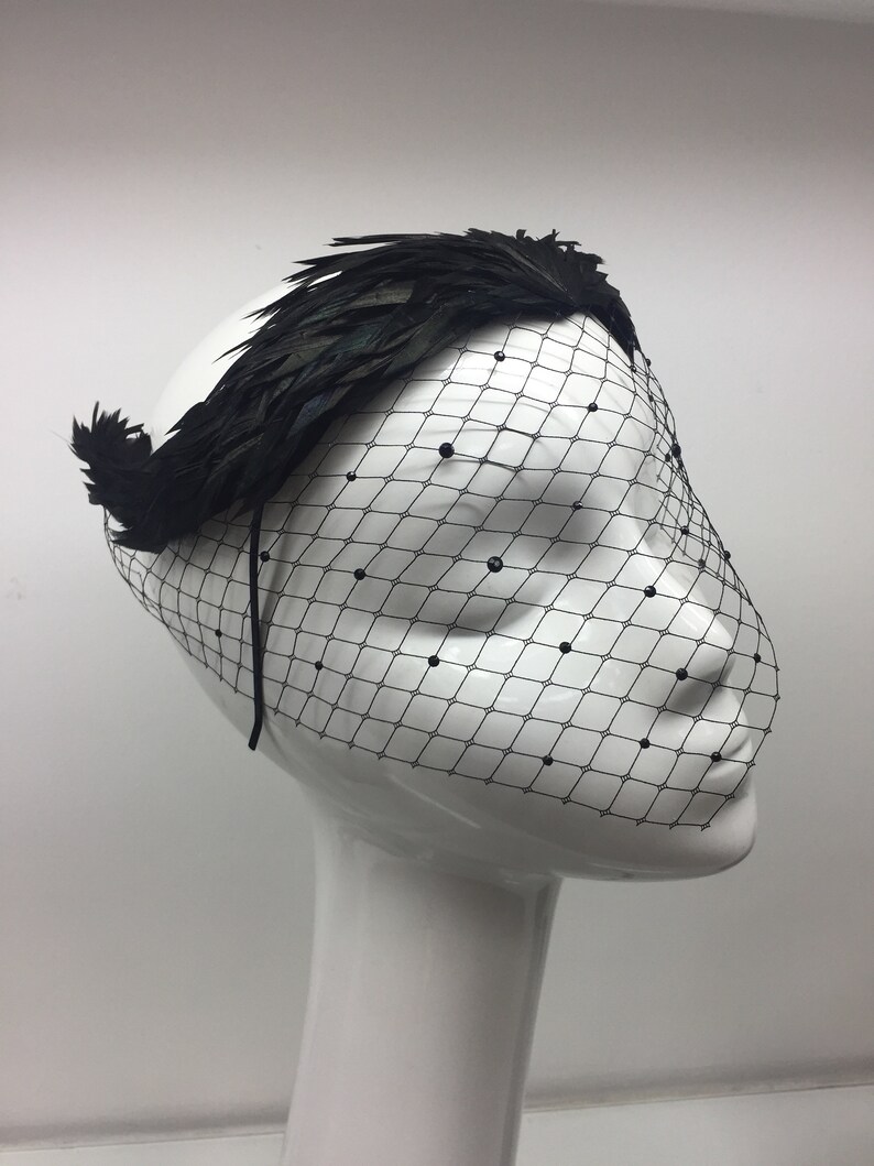 Feather Headpiece / Feather Hairband / Black Feather Headdress ...