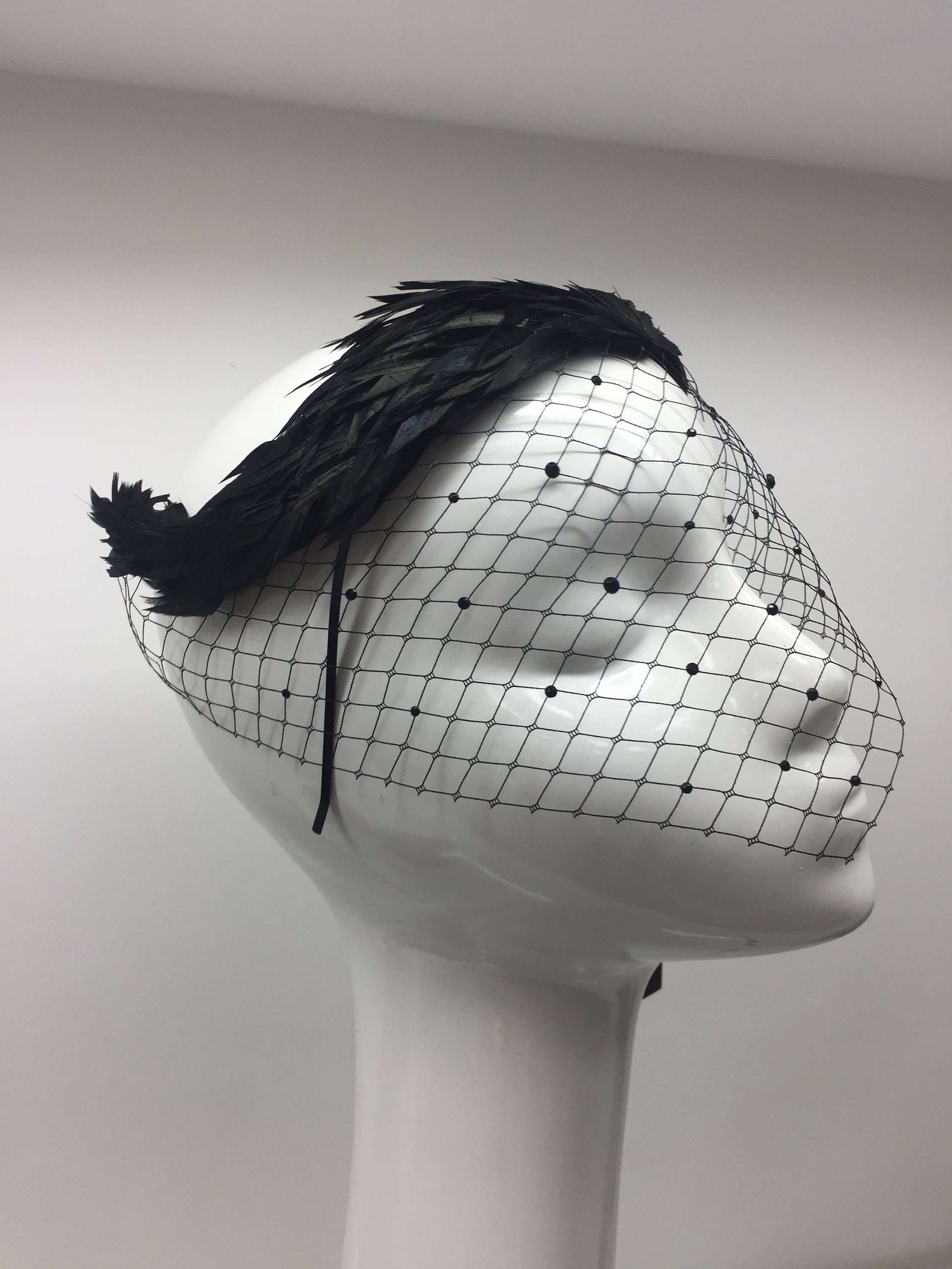 Feather Headpiece / Feather Hairband / Black Feather Headdress ...