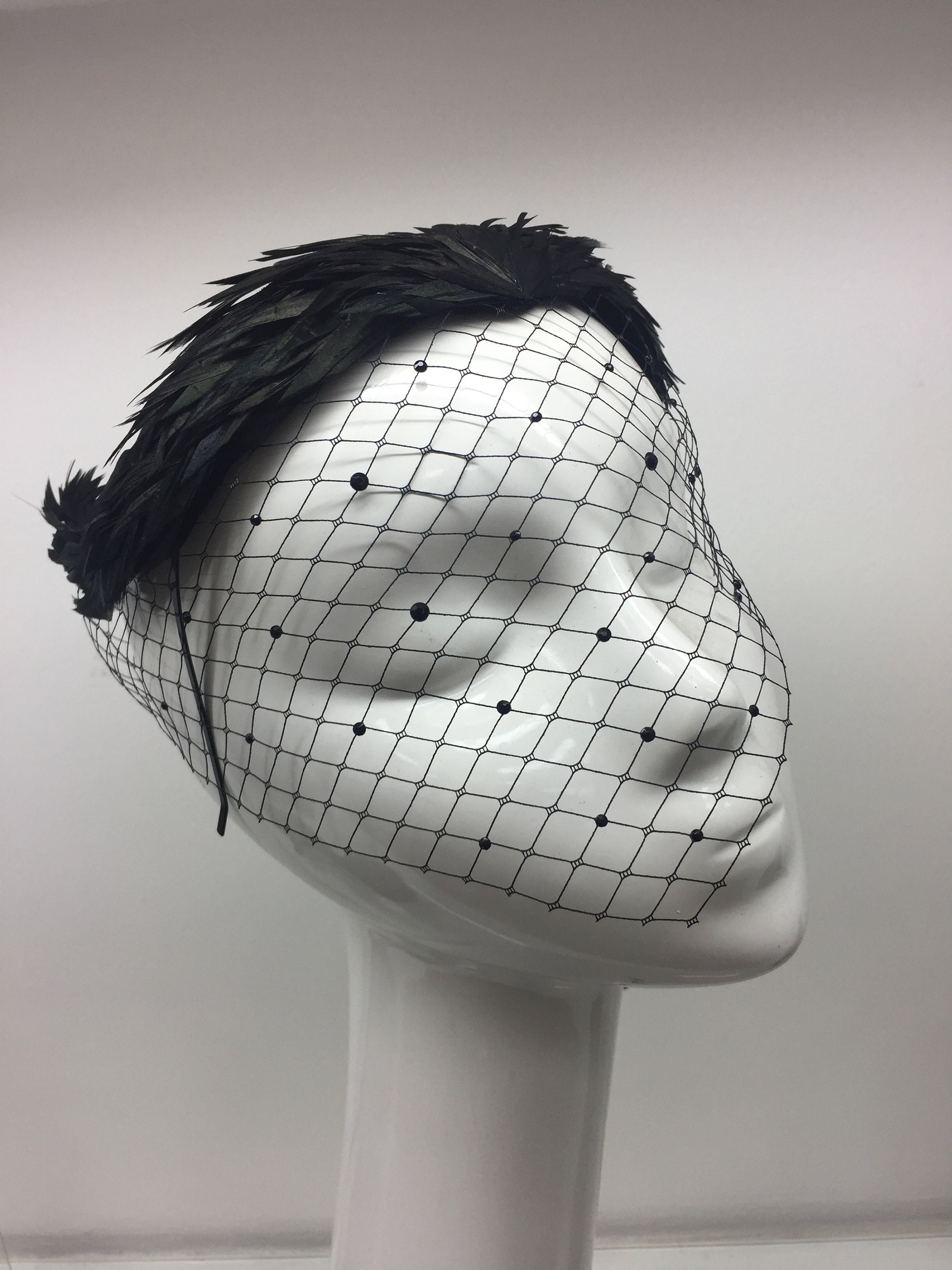 Feather Headpiece / Feather Hairband / Black Feather Headdress ...