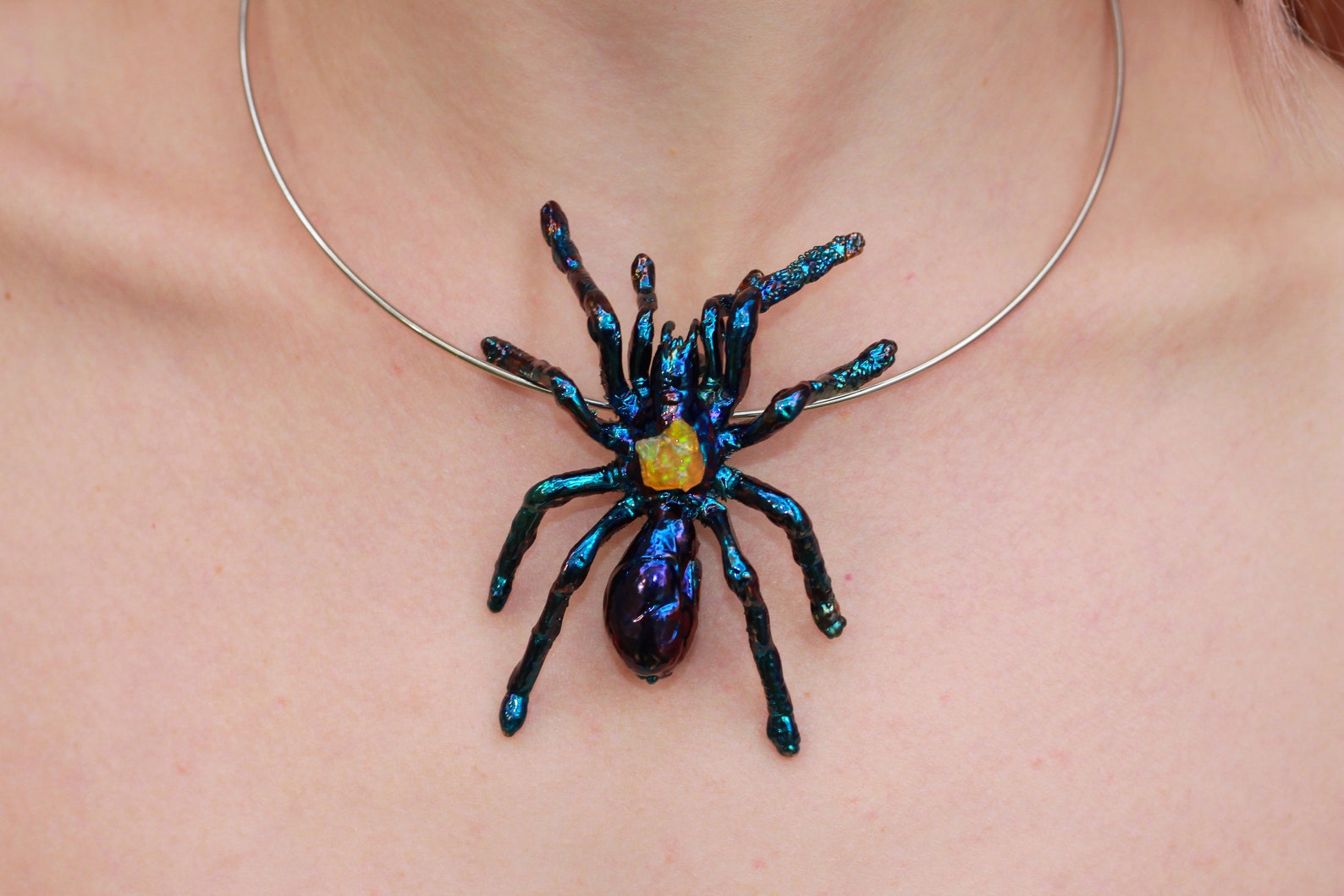 Silver Spider Necklace // Huge Spider Jewelry // Insect - Etsy
