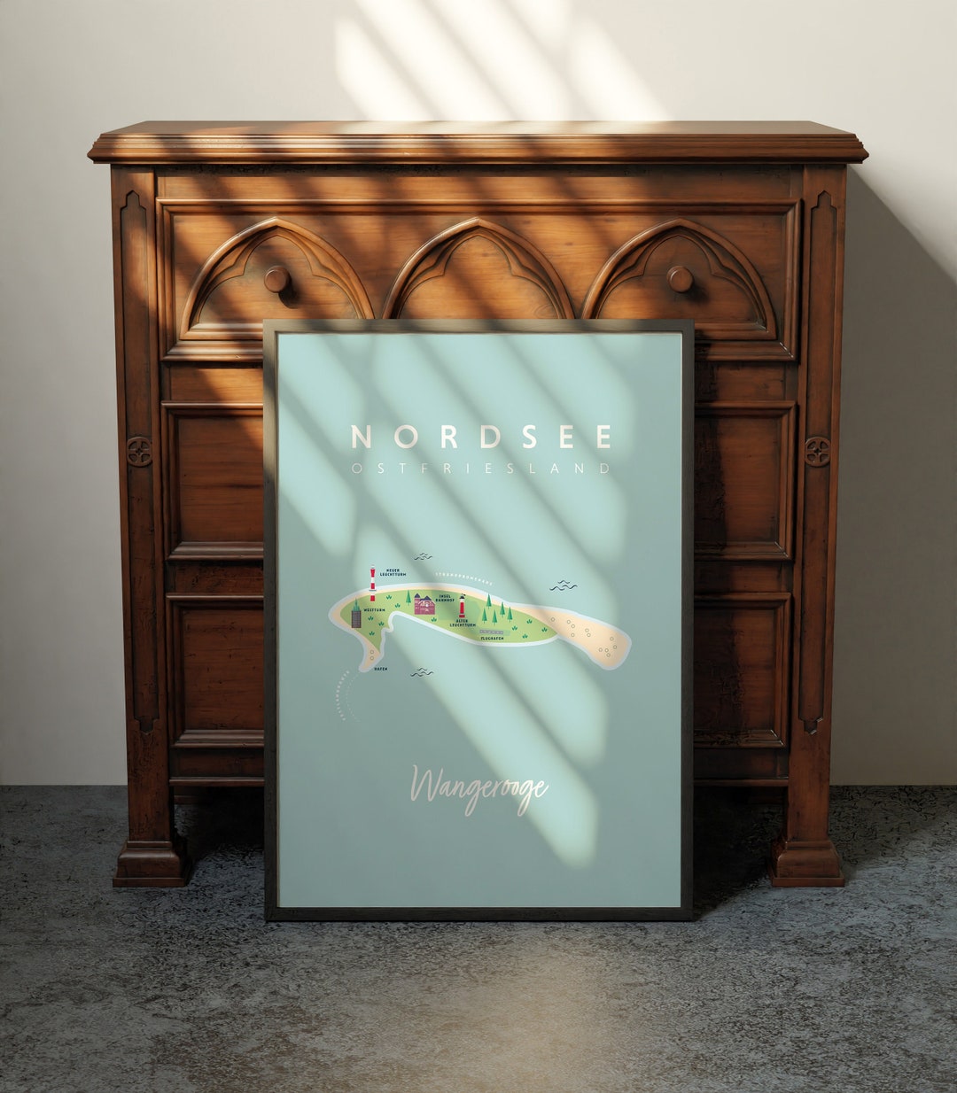 Poster Map of the North Sea Island of Wangerooge - Etsy