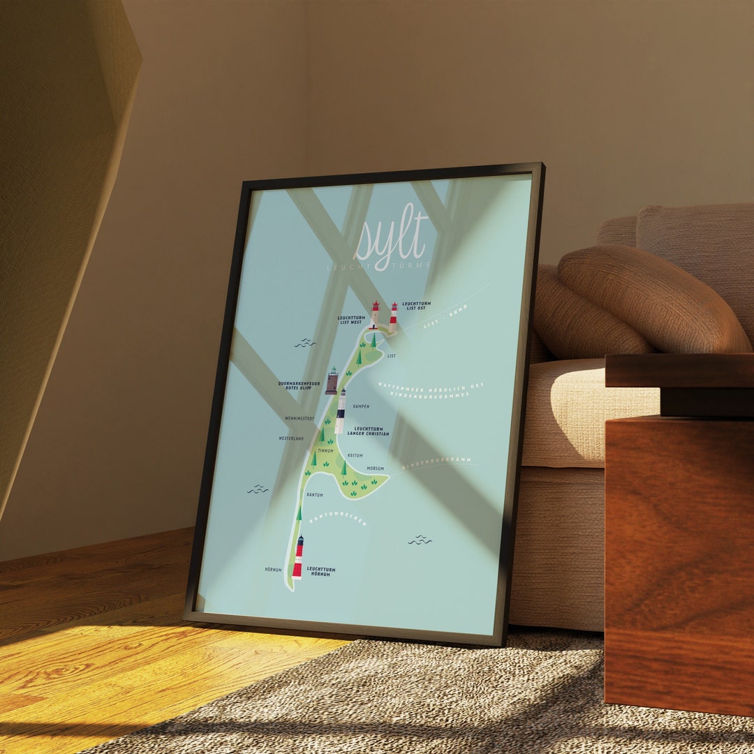 Poster Map of the North Sea Island of Sylt - Etsy