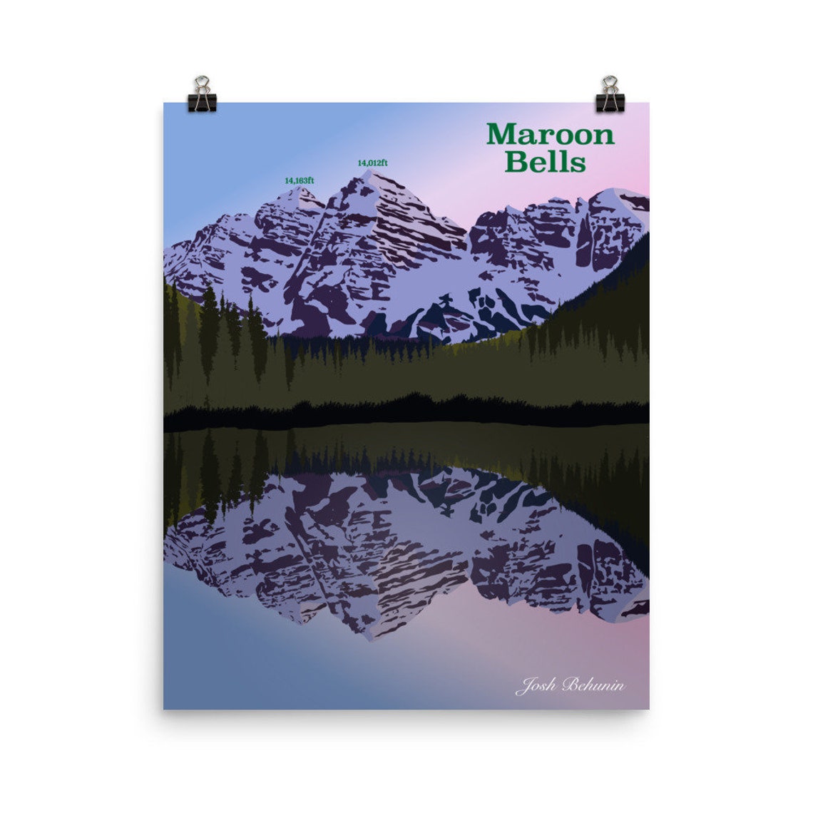 Maroon Bells 16x20 Travel Poster - Etsy