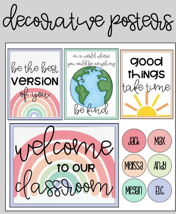 Muted Colors Classroom Decor Bundle - Etsy