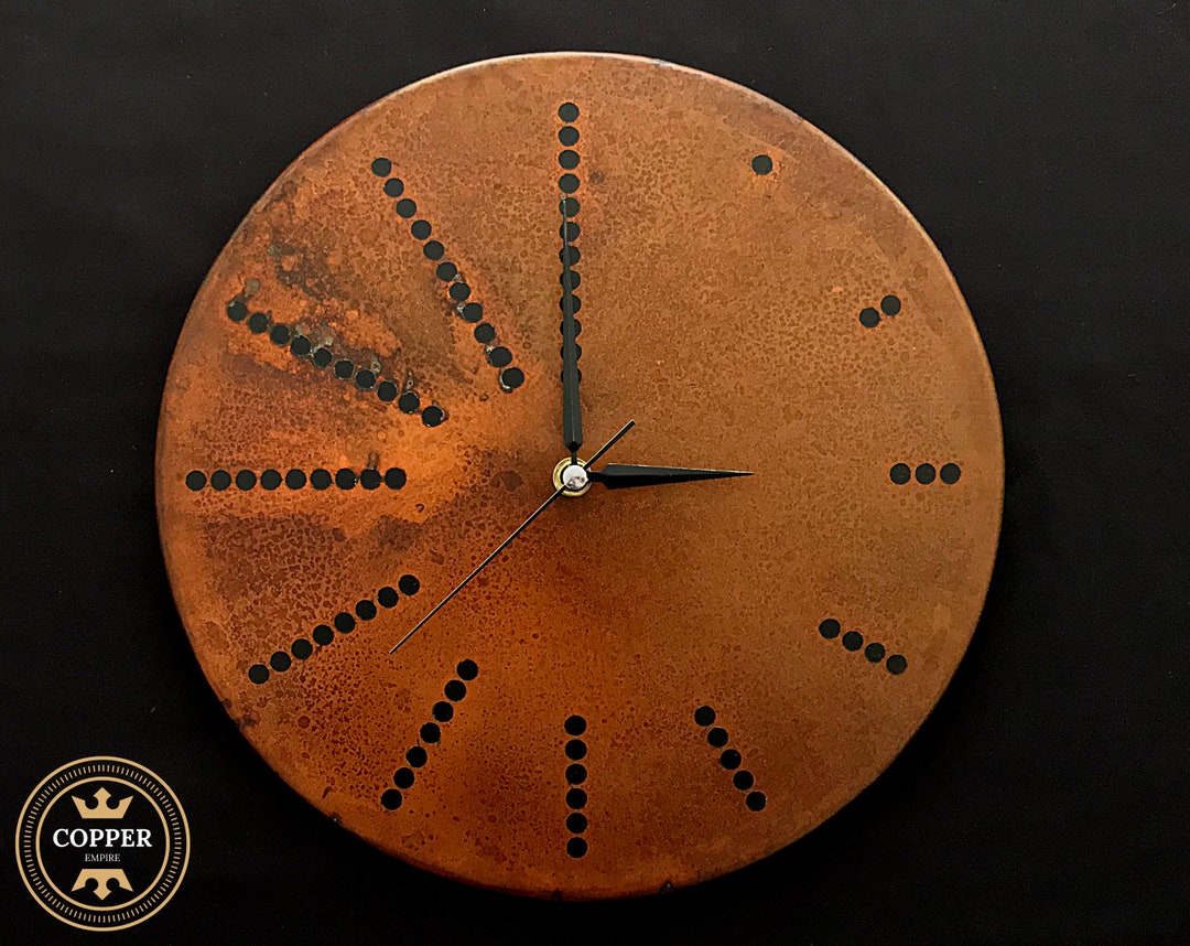 Handmade Rusty Copper Wall Clock: Rustic Patina Art Deco Home Decor - Etsy
