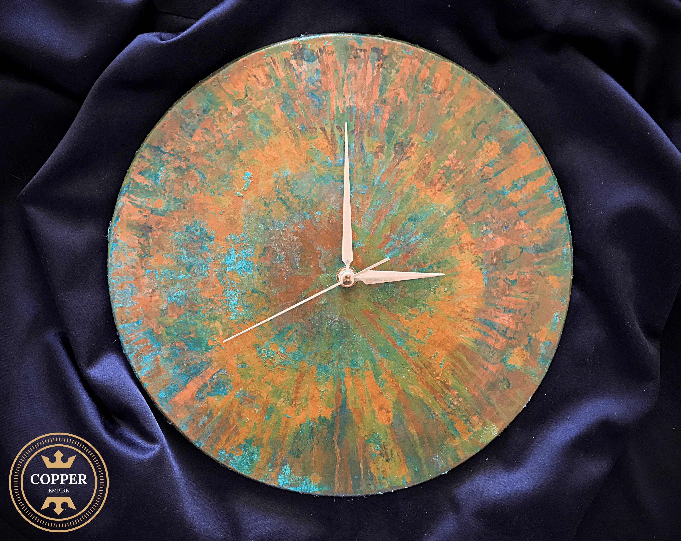 Patina Copper Wall Clock Farmhouse, Unique Large Natural Colored Copper ...