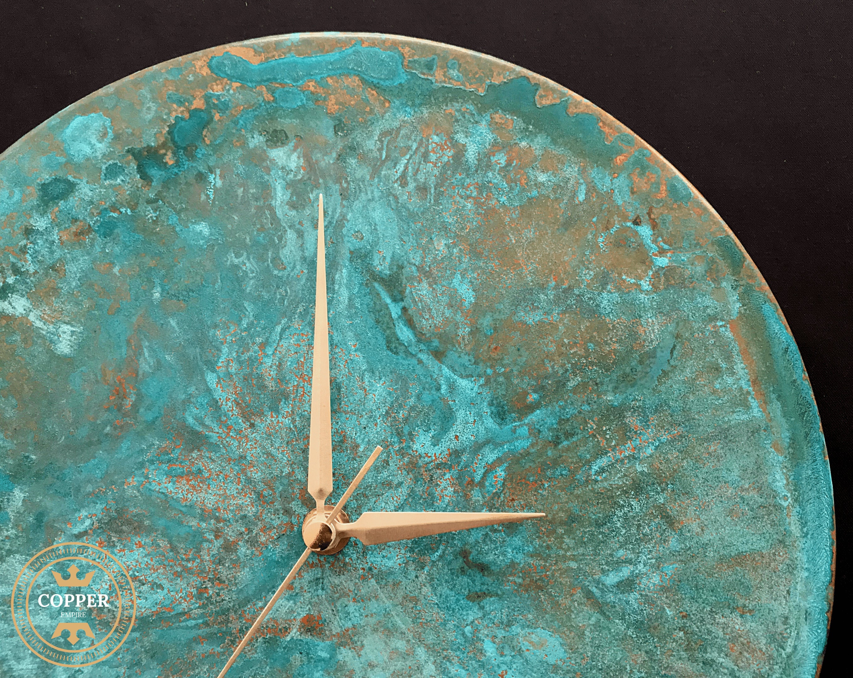 Turquoise Wall Clock,Industrial Wall Clock,Copper Wall Clock,Minimalist ...