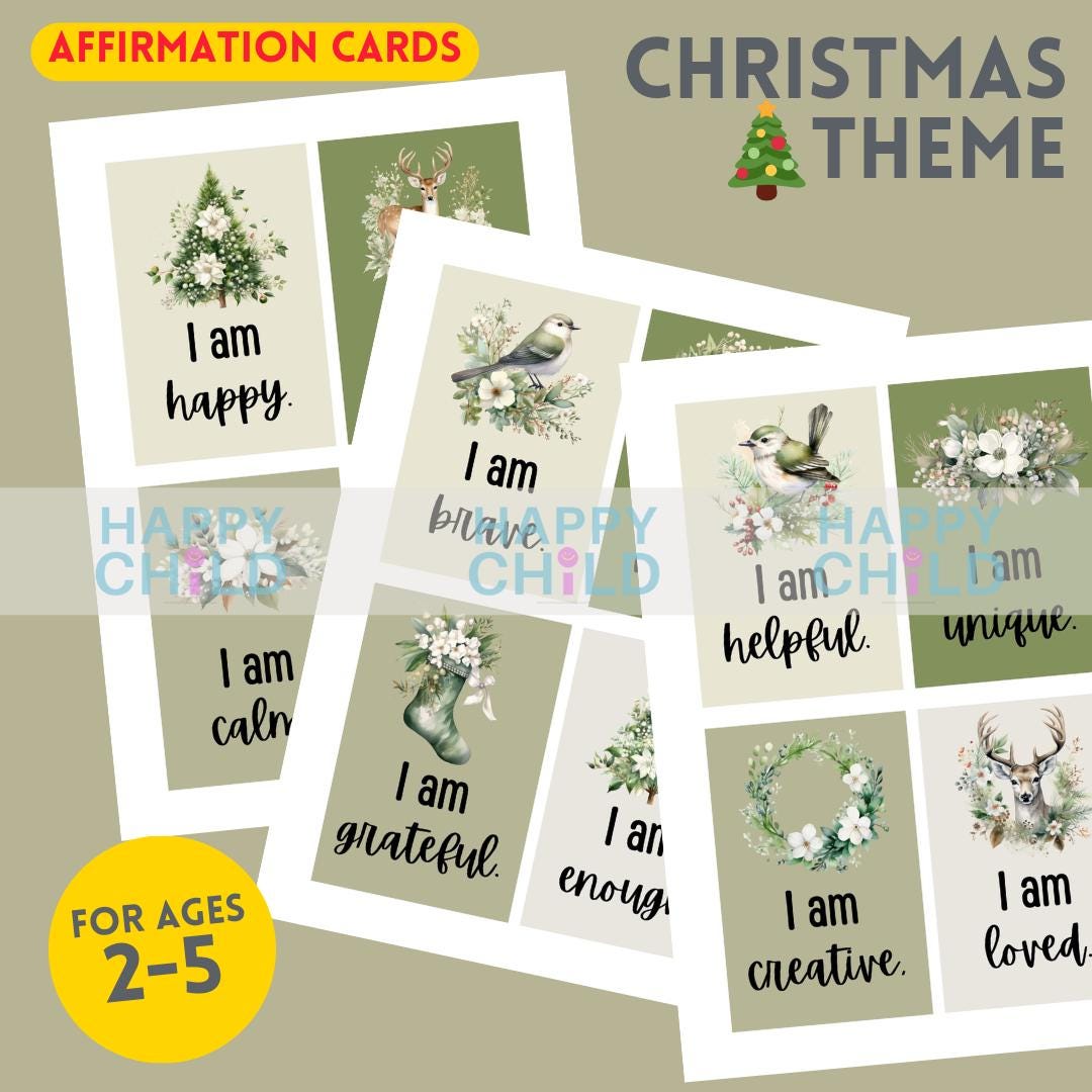 Christmas, Affirmation Cards for Kids Printable, Positive Affirmation ...