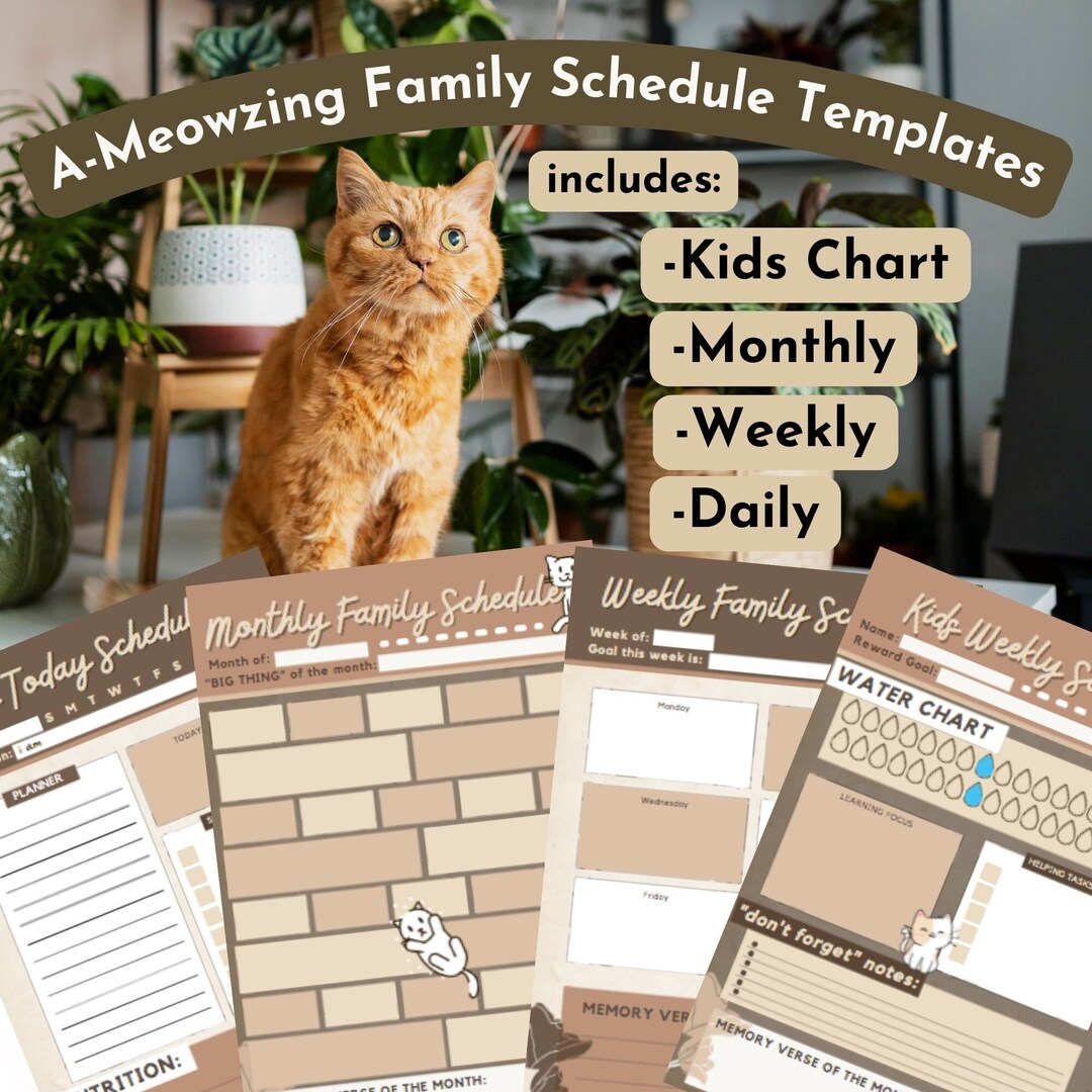 2023 Christian Family Schedule Planner A-meowzing Schedule Plans coffee ...