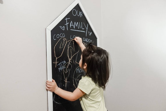 Chalkboards Montessori wooden toy chalkboard House shaped wooden ...