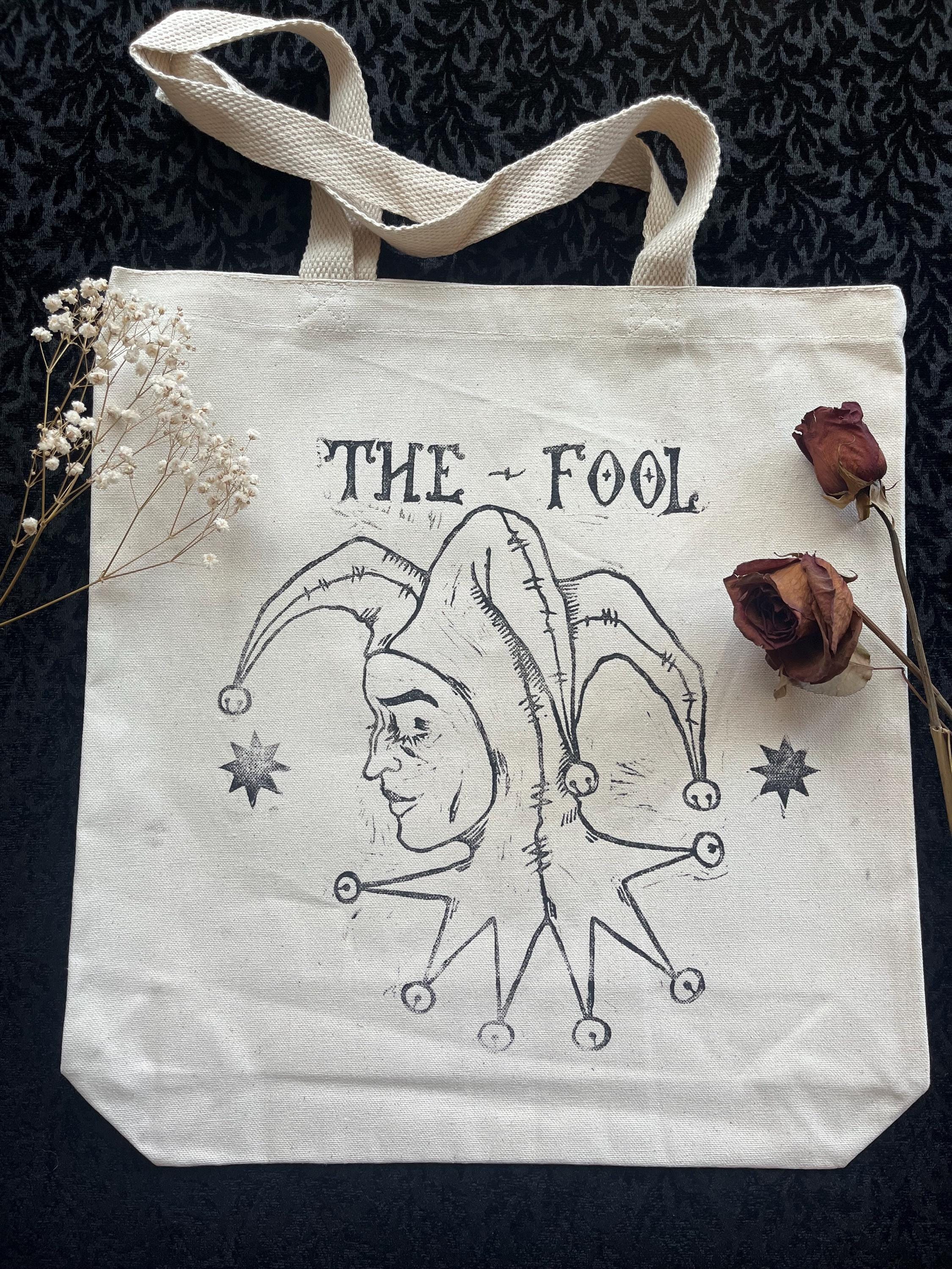 Tote Bags With Block Printed Design - 15" X 16" - Medieval, Jester ...