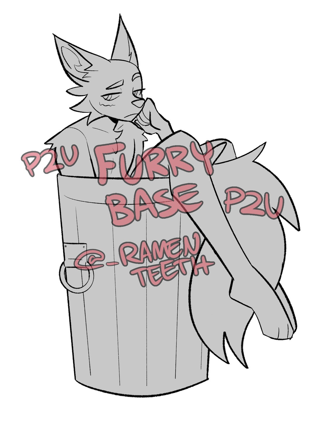 Furry Anthro Base | Sitting in Trashcan - Etsy