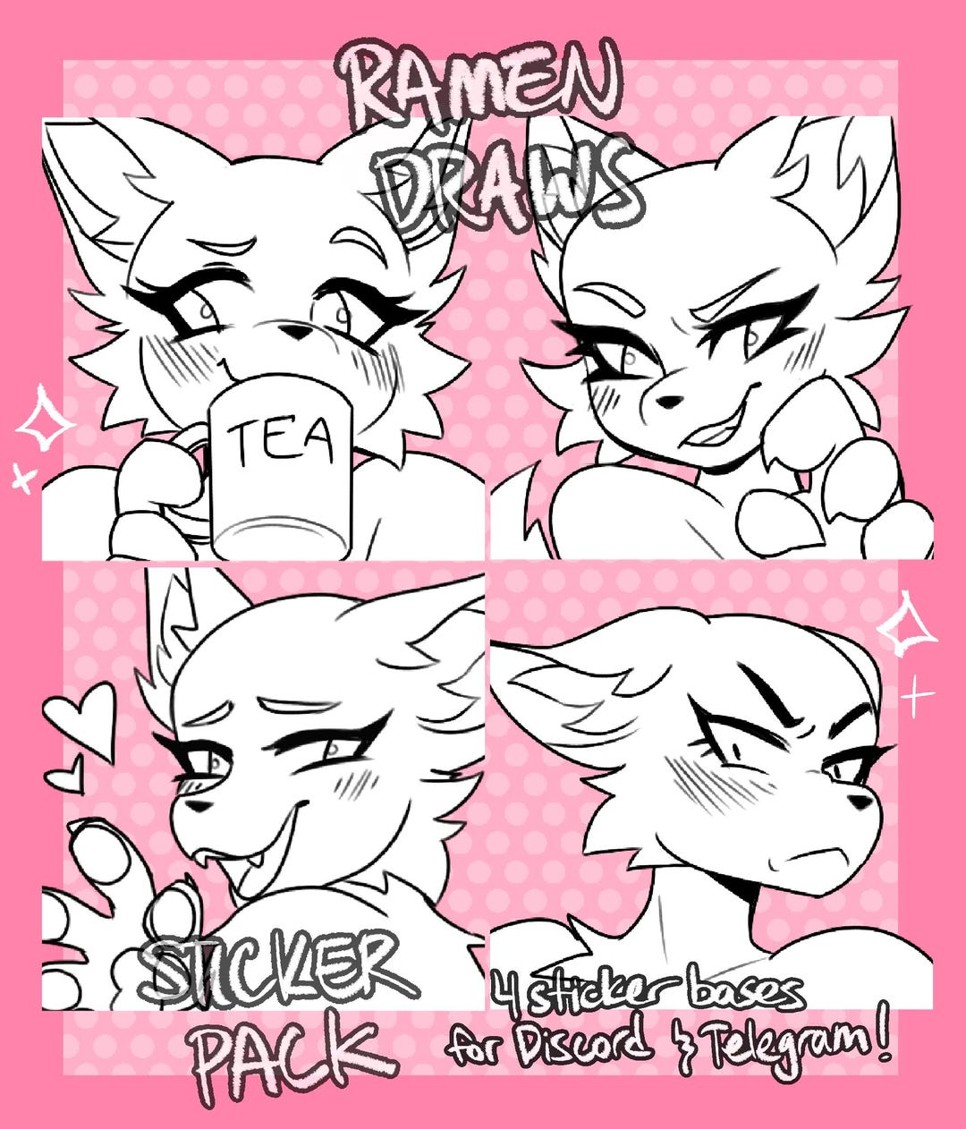 Furry Canine Discord and Telegram Sticker 4 Base Pack || Furry Sticker ...