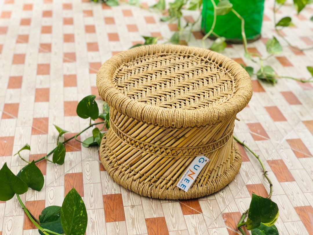 Cane Bamboo Rattan Stool for Indoor/outdoor Bamboo Garden Stool Foot ...