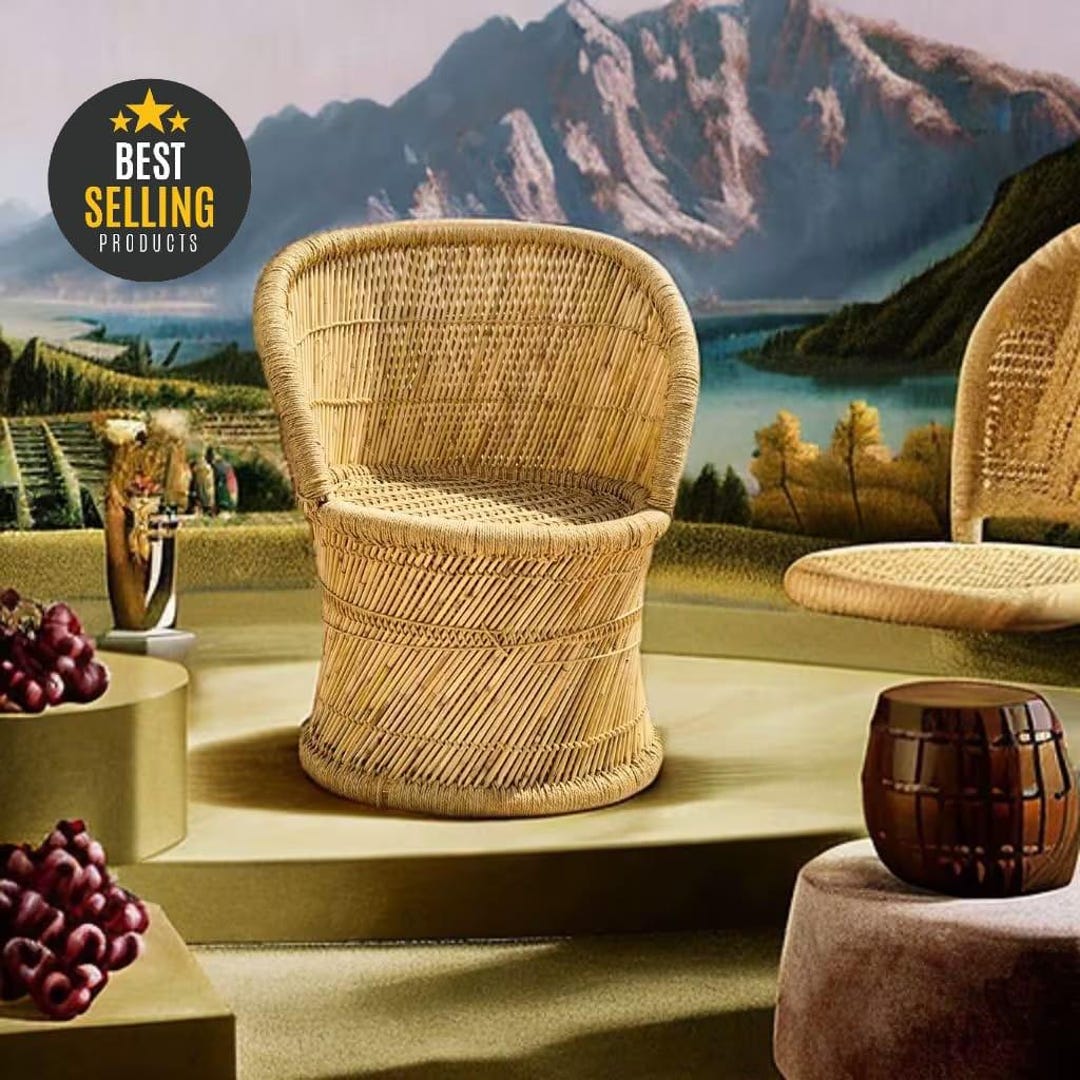 Cane Bar Bamboo Rattan Chair Eco-friendly Decor , Garden Stool Bamboo ...