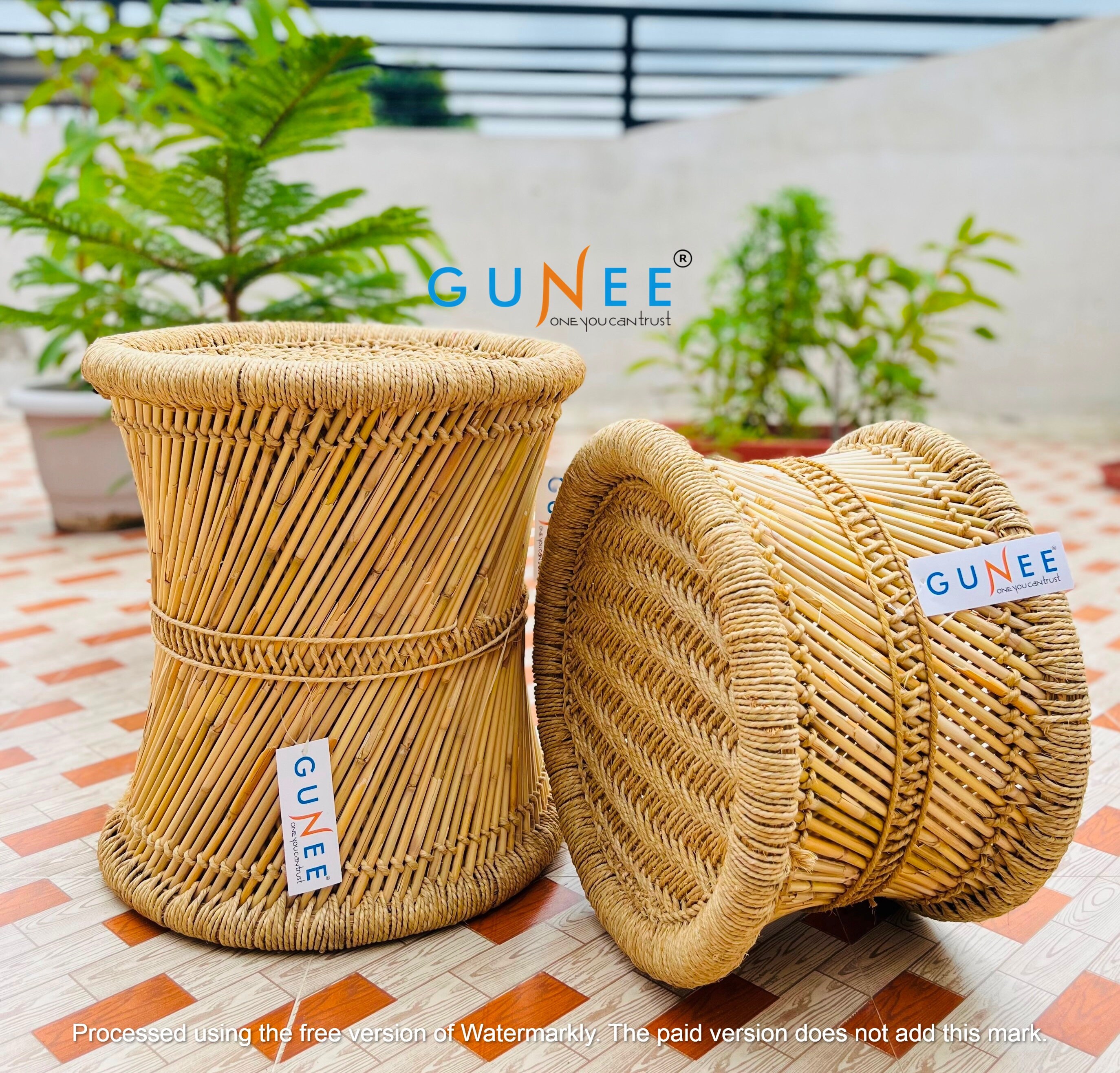 Cane Bar Bamboo Indian Rattan Stool Ecofriendly, Garden Stool Bamboo ...