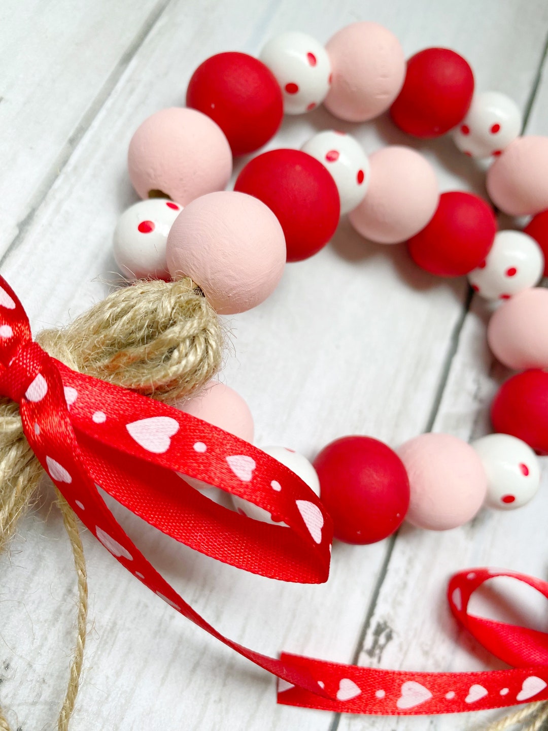Valentines Day Bead Garland, Candy Heart Beaded Garland, Candy Heart ...