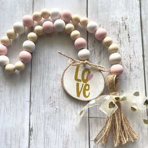 Valentines Day Bead Garland, Candy Heart Beaded Garland, Candy Heart ...